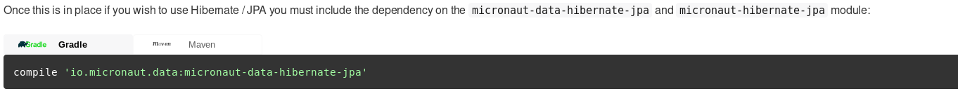Documentation Section Build Configuration Is Not Correct Wrt Jpa · Issue 280 · Micronaut