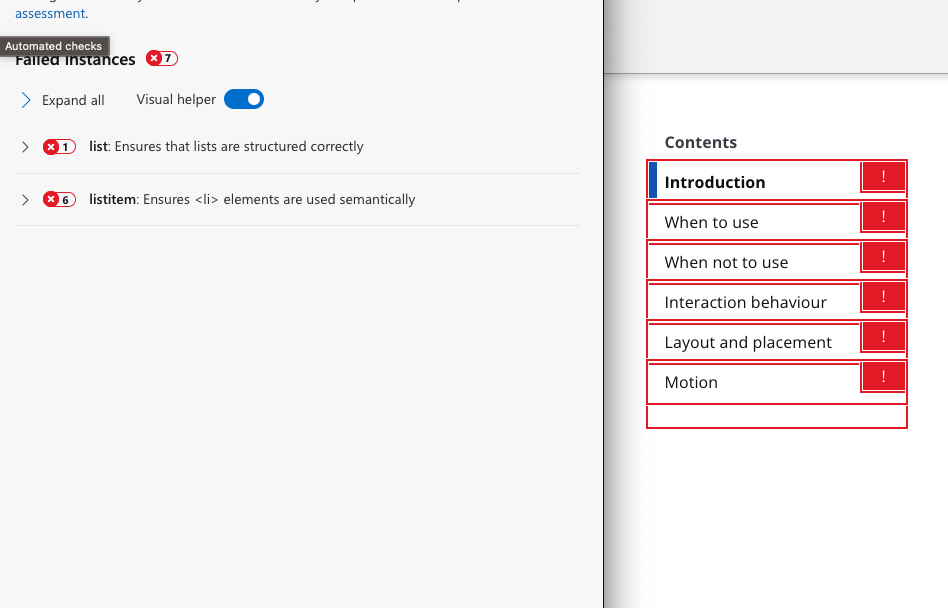 Page contents shows semantic list item accessibility defect · Issue ...