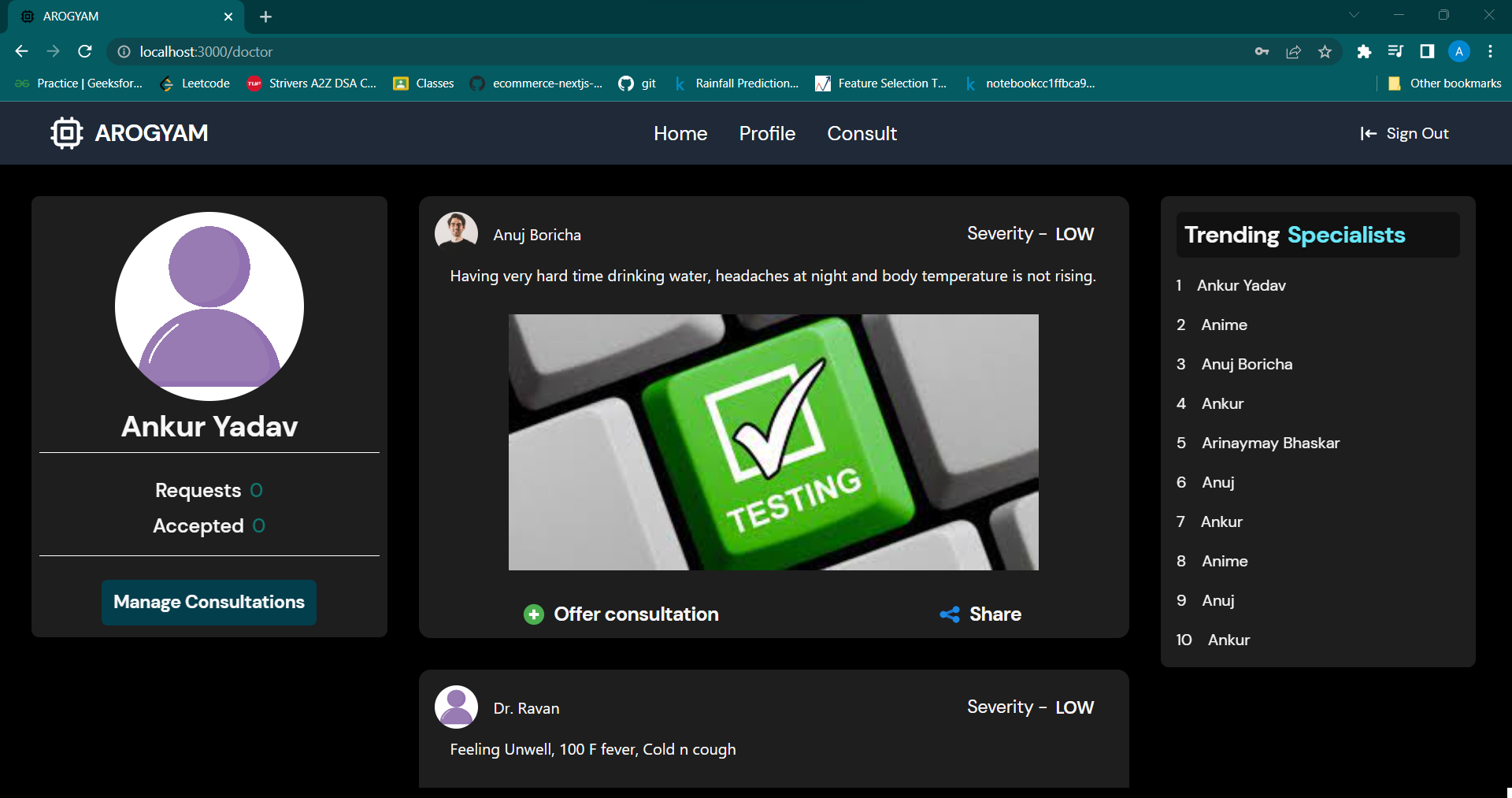GitHub - AnKoderYadav/Arogyam: Modern Age HealthCare Consultation