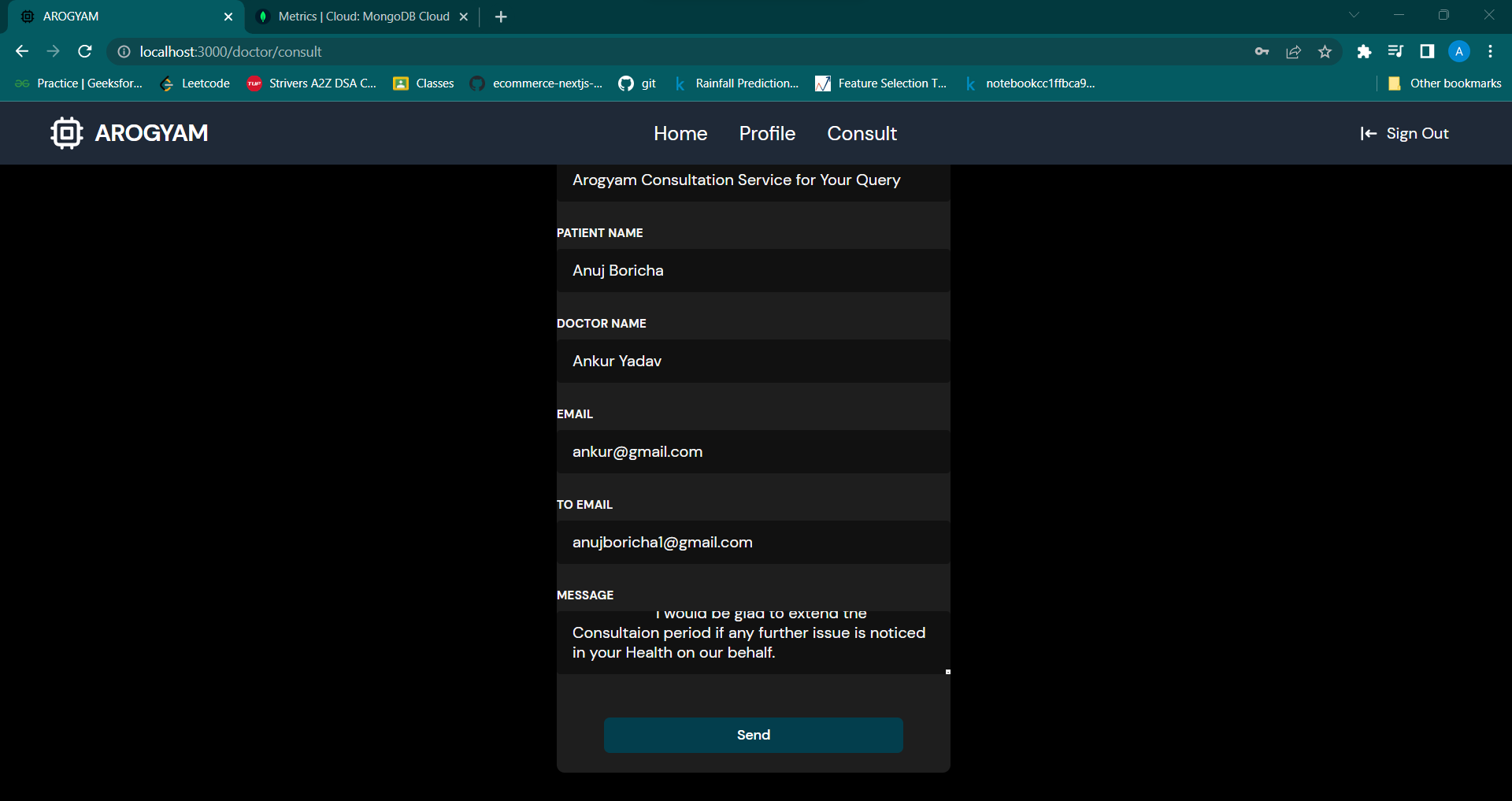 GitHub - AnKoderYadav/Arogyam: Modern Age HealthCare Consultation