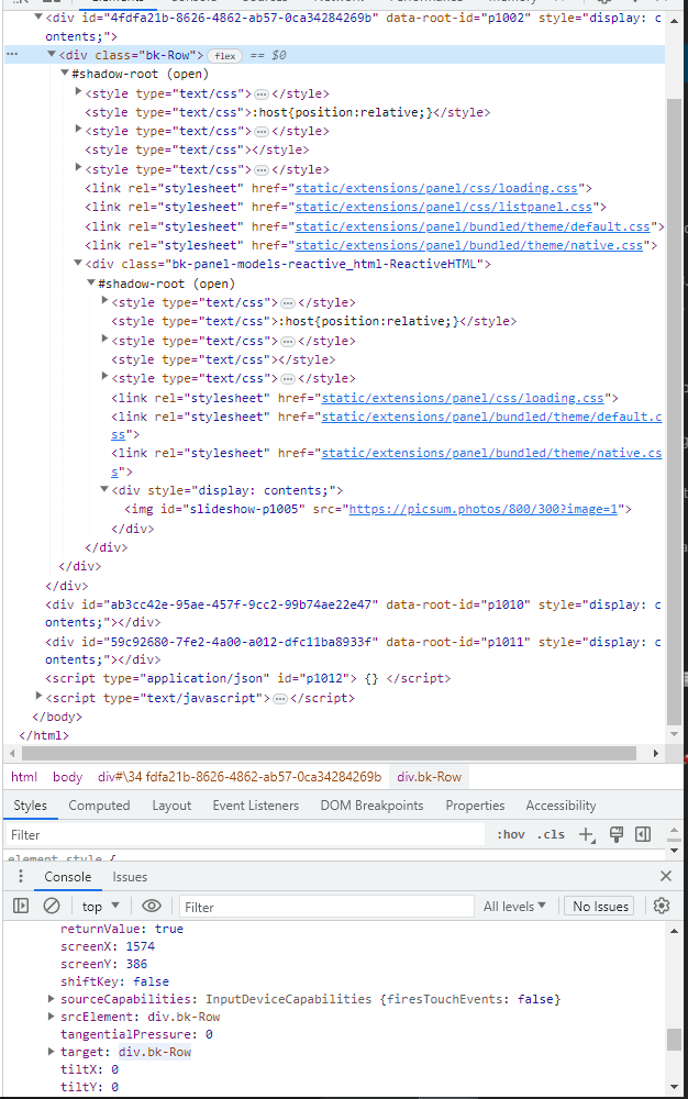 ReactiveHTML js callback `event.target` issue in Panel v1 · Issue #5522 · holoviz/panel · GitHub