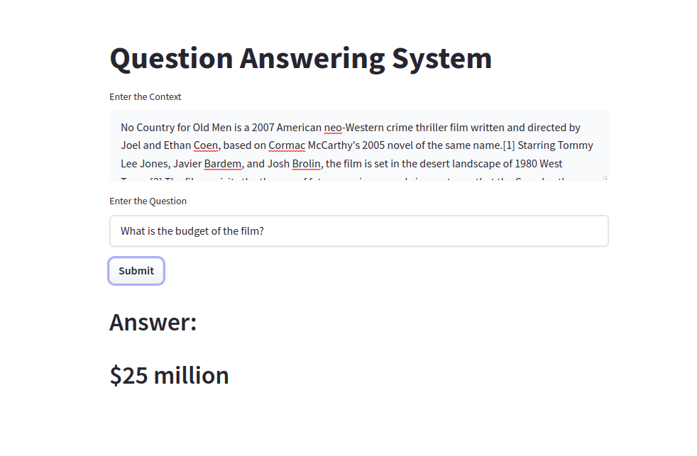 GitHub - ananduaji/Custom-Question-Aswering-Model: Question Answering System