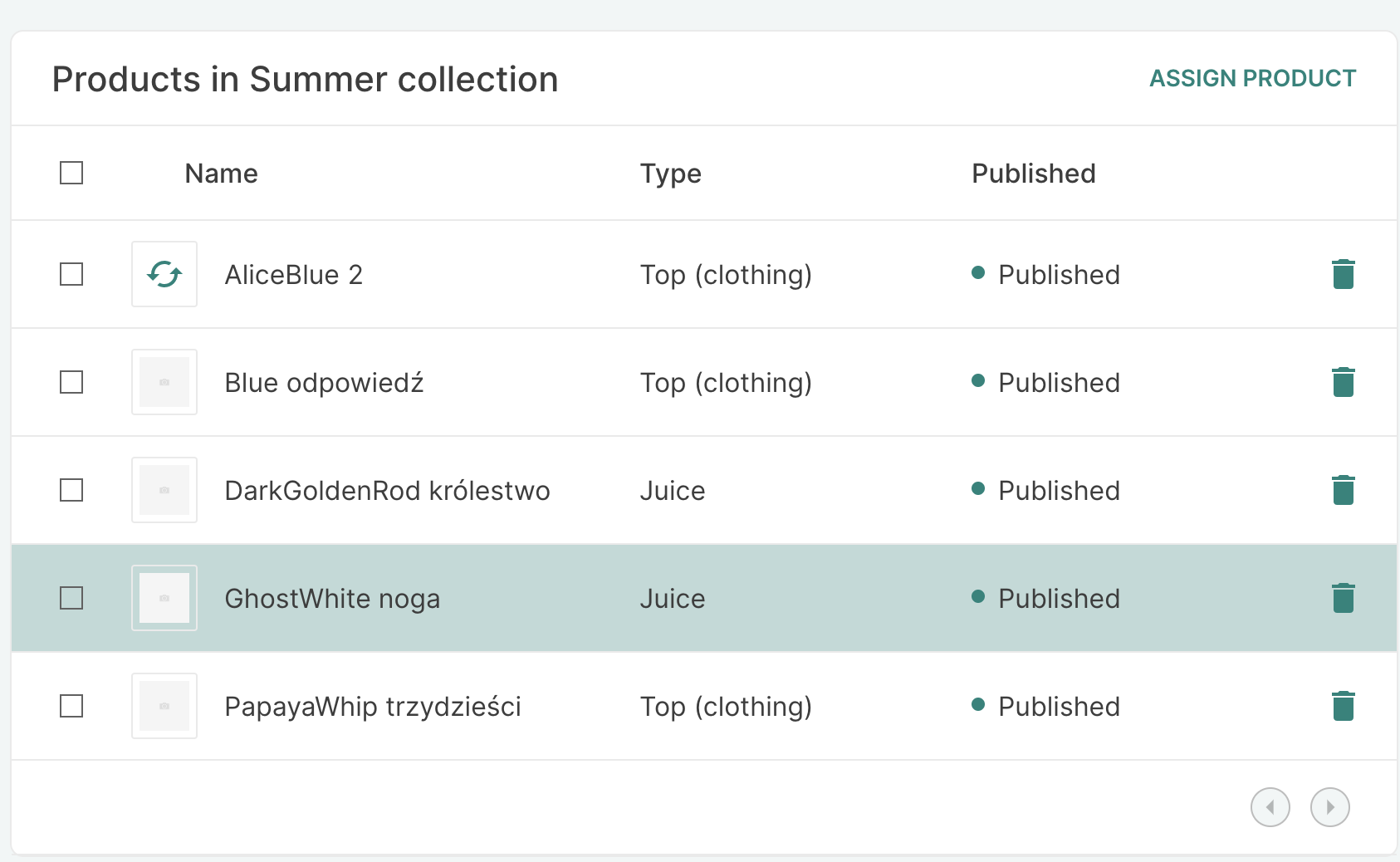 Published column in product list doesn't show correctly if product `is ...