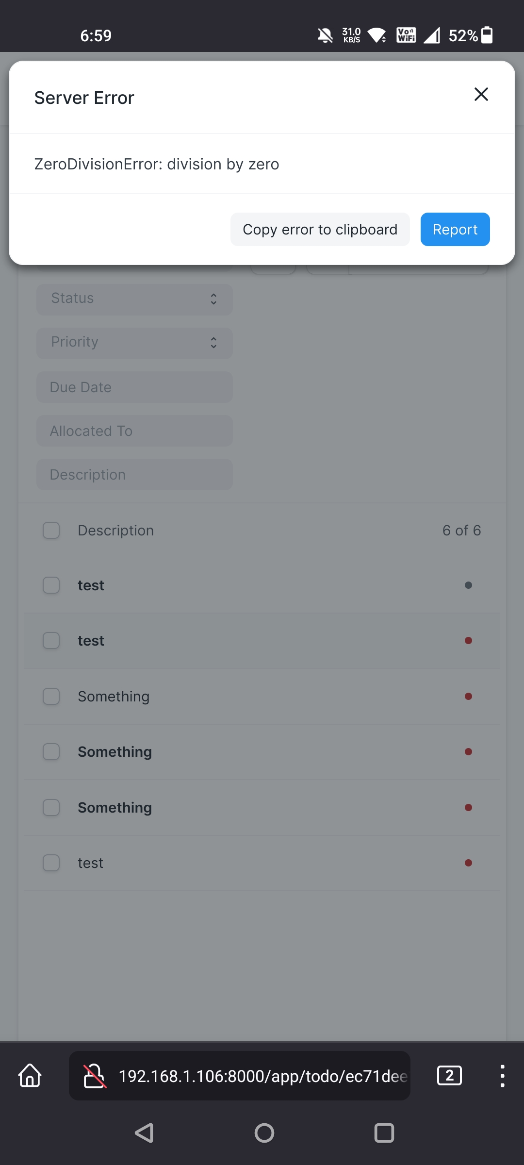Server Error modal popup not displaying on mobile browsers · Issue ...