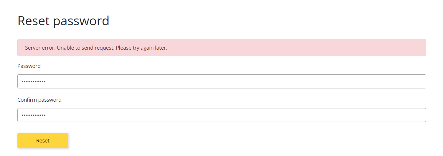 New Developer portal Reset password is not working :Server error ...