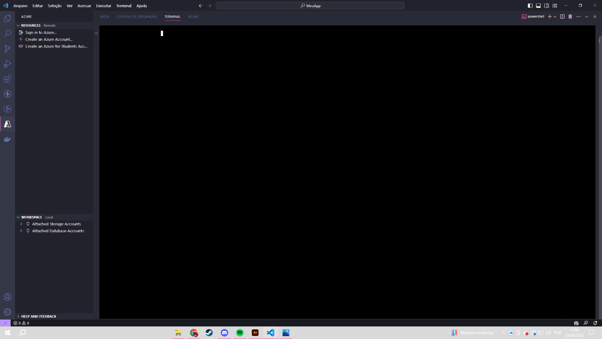 [Bug] Tela preta no terminal do VS Code · Issue #191426 · microsoft/vscode · GitHub