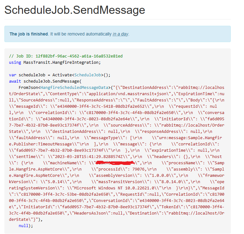 Unschedule messages from Hangfire removes TokenId from saga but not the ...