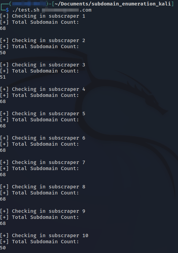 When running a domain multiple times, number of subdomains alter and difference is significant ...