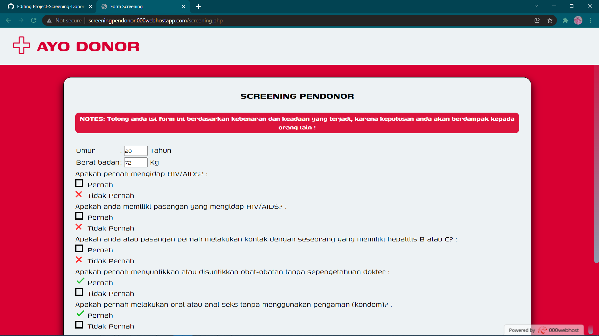 GitHub - gabriellwrnc/Project-Screening-Donor-Darah-HTML-CSS-JS: Ini adalah tugas Project Akhir ...