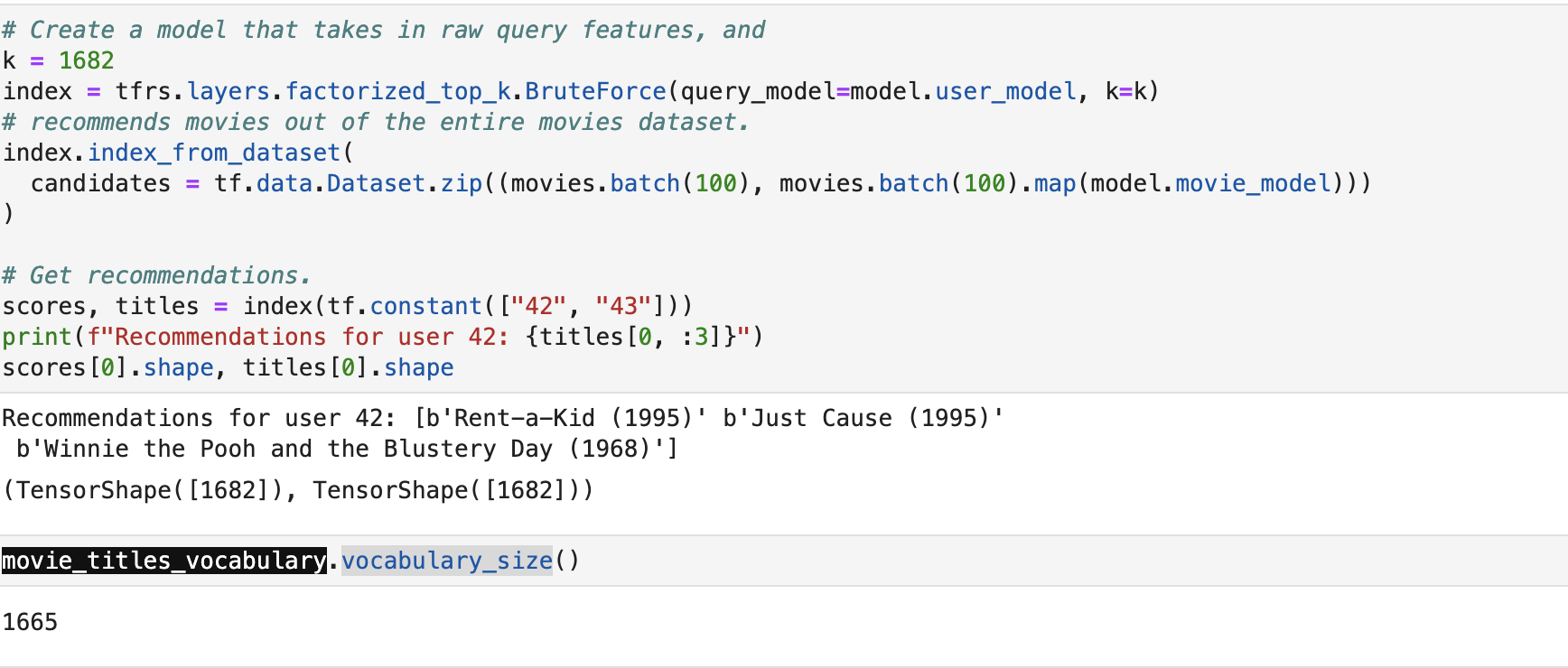 Duplicated recommendation results from BruteForce object · Issue #404 · tensorflow/recommenders ...