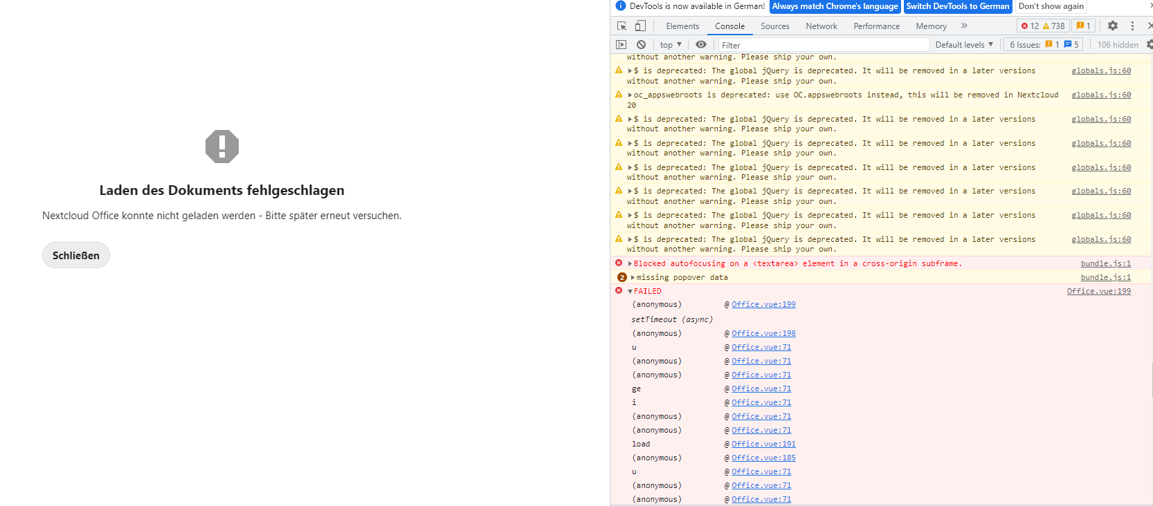 Opening a new file from template fails · Issue #2715 · nextcloud/richdocuments · GitHub