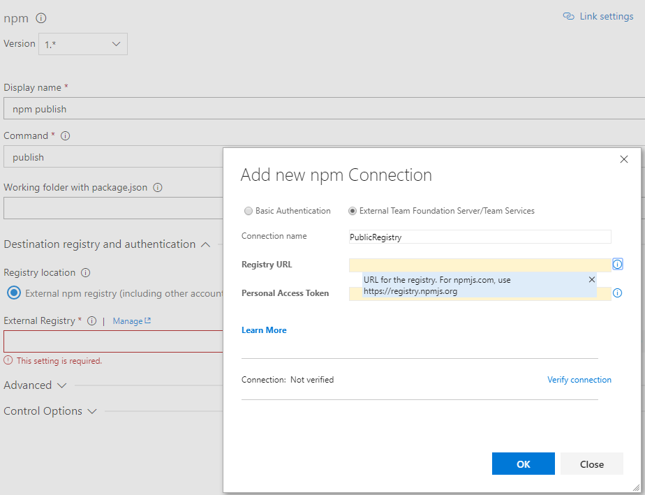 Cannot authenticate on npmjs.com to publish a package with NPM task 1.* · Issue #4956 ...