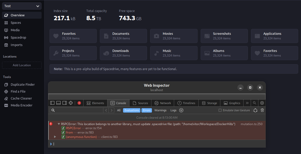 Error adding Location after removing the Desktop app data · Issue #625 · spacedriveapp ...