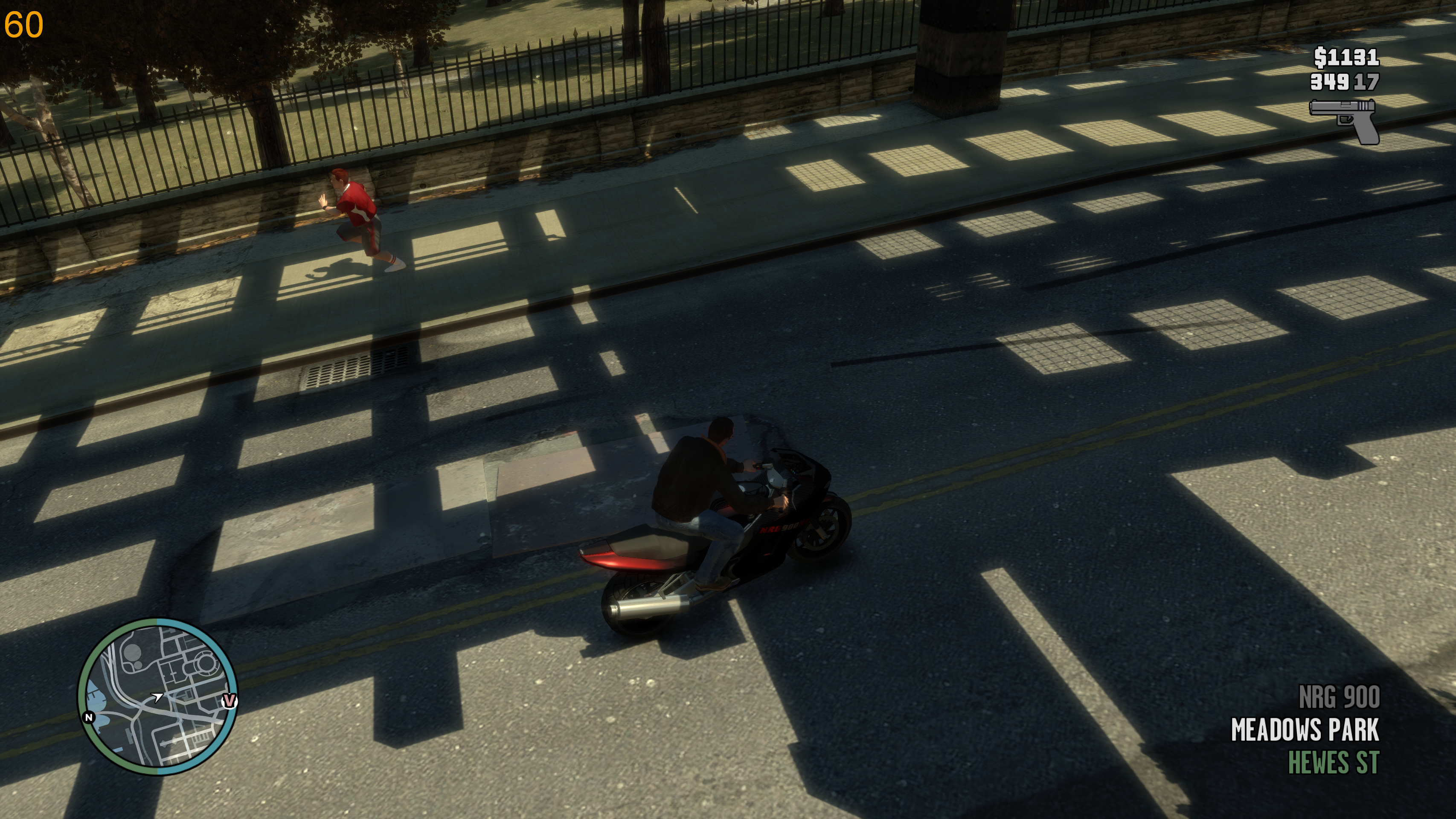 Train tracks' mesh casts a shadow onto cars, but not onto the street ...
