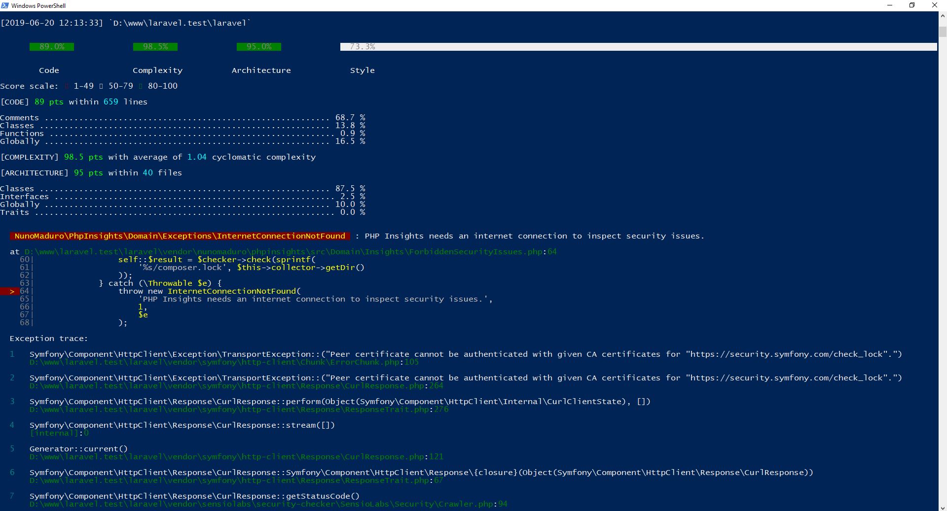 PHP Insights needs an internet connection to inspect security issues. · Issue #192 · nunomaduro ...