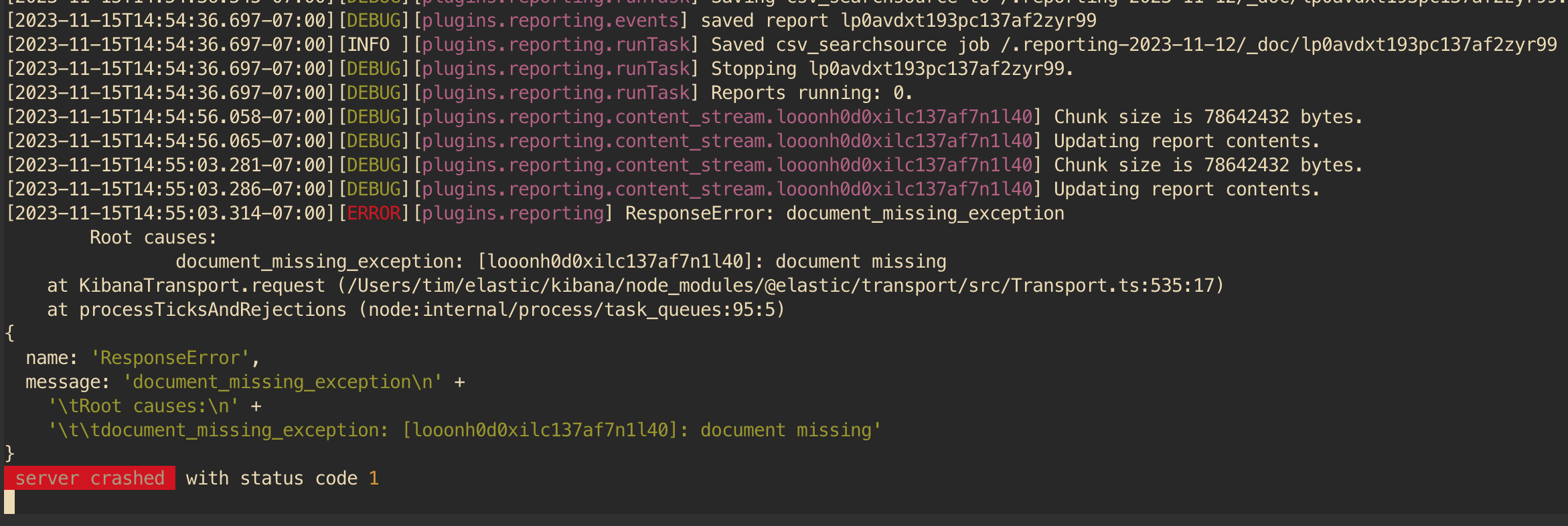 Attempting To Delete A Missing Report Causes Server Crash · Issue 171363 · Elastickibana · Github 