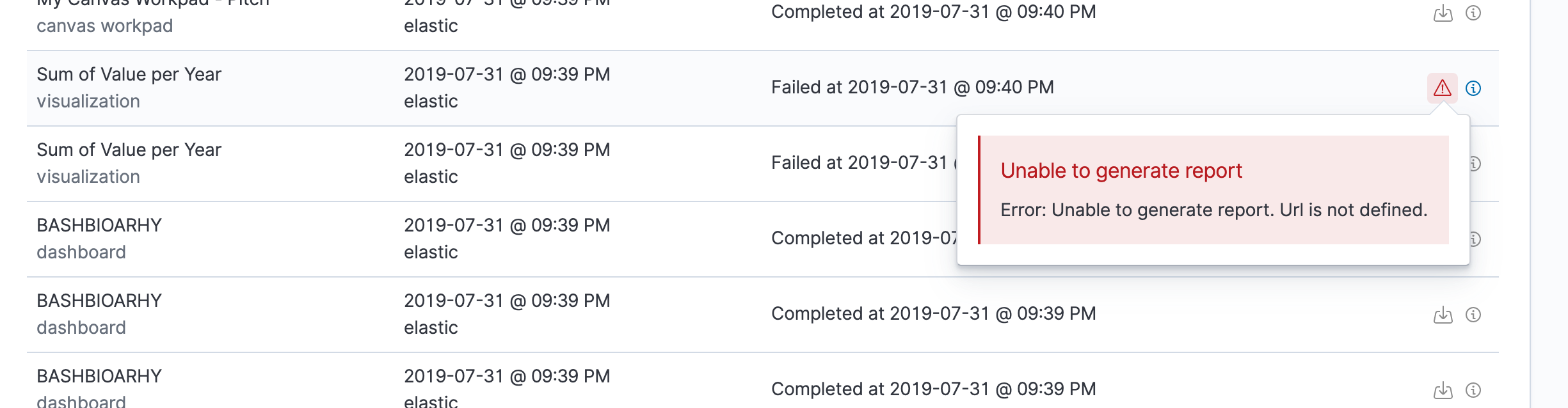 [Reporting] Job fails with "Url is not defined" · Issue #42422 · elastic/kibana · GitHub
