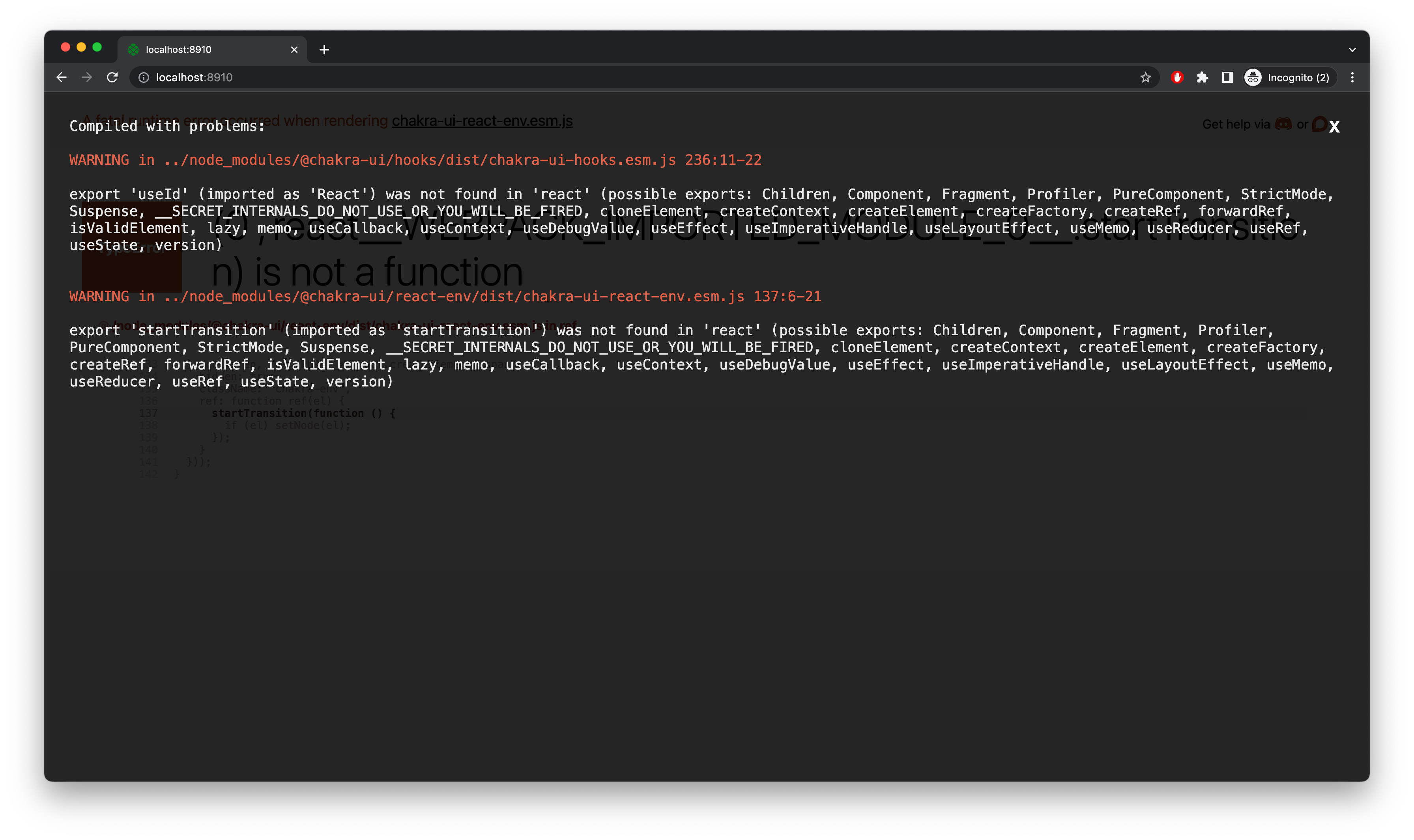 Chakra UI Set Up Is Incompatible With Initial Project Template Issue 