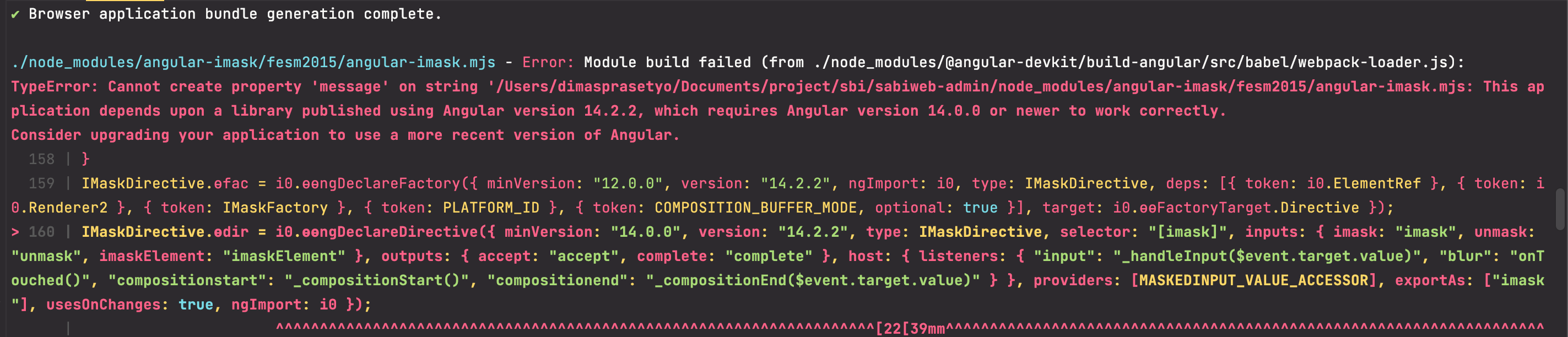 Issue with the latest version of Angular-IMask and Angular 13 · Issue ...
