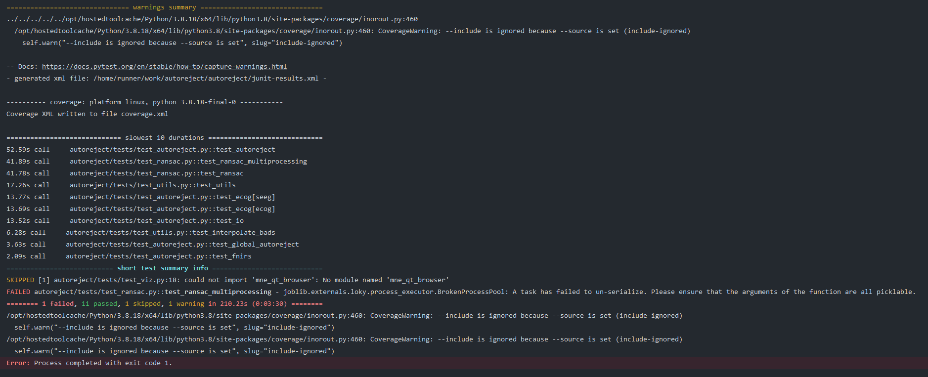 CI failures (linux, multiprocessing, pickle) · Issue #316 · autoreject/autoreject · GitHub