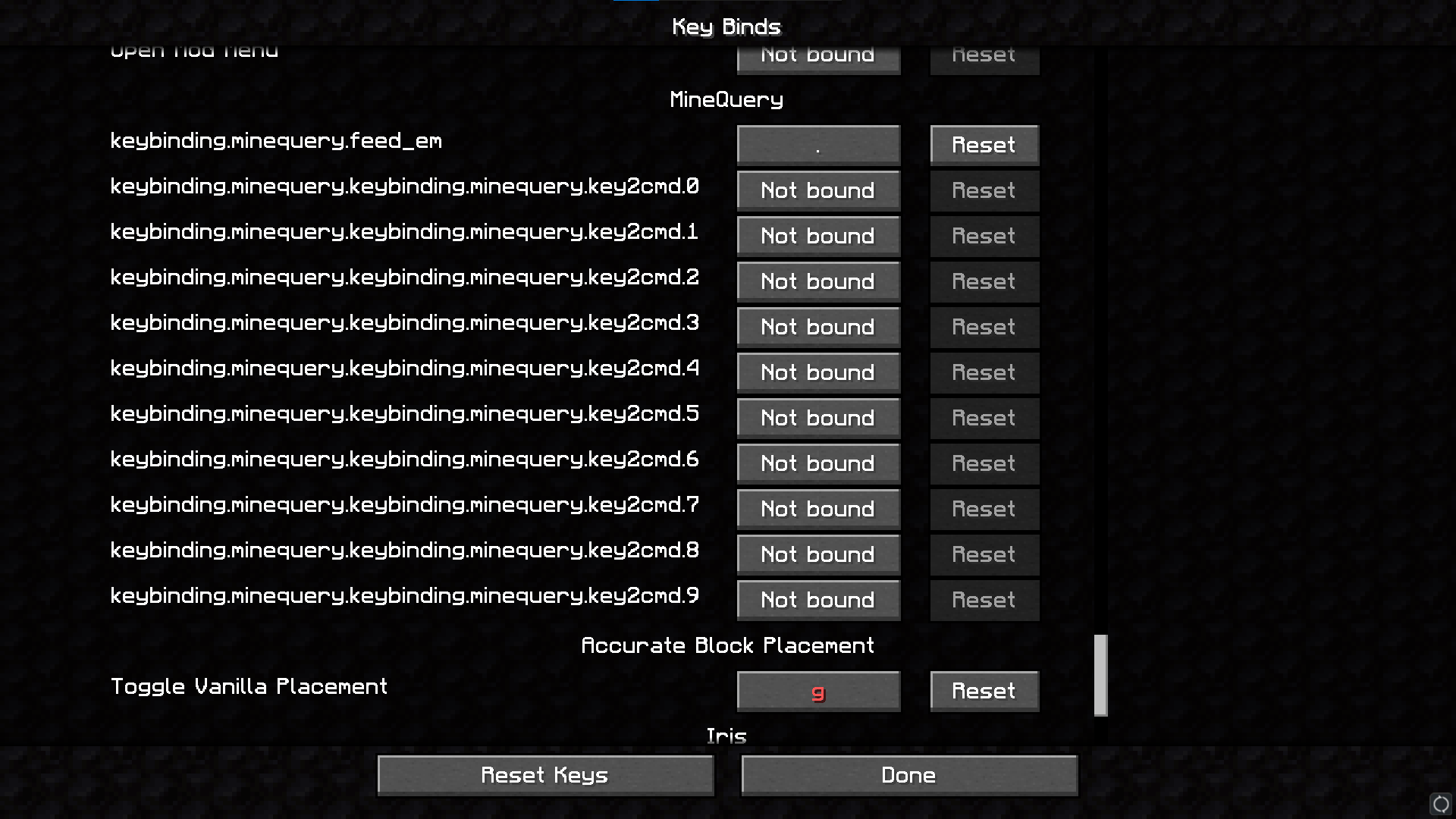 Fixing the Keybind menu display & ReSeeding anticheat flag issue · Issue #7 · Taskeren/mineQuery ...