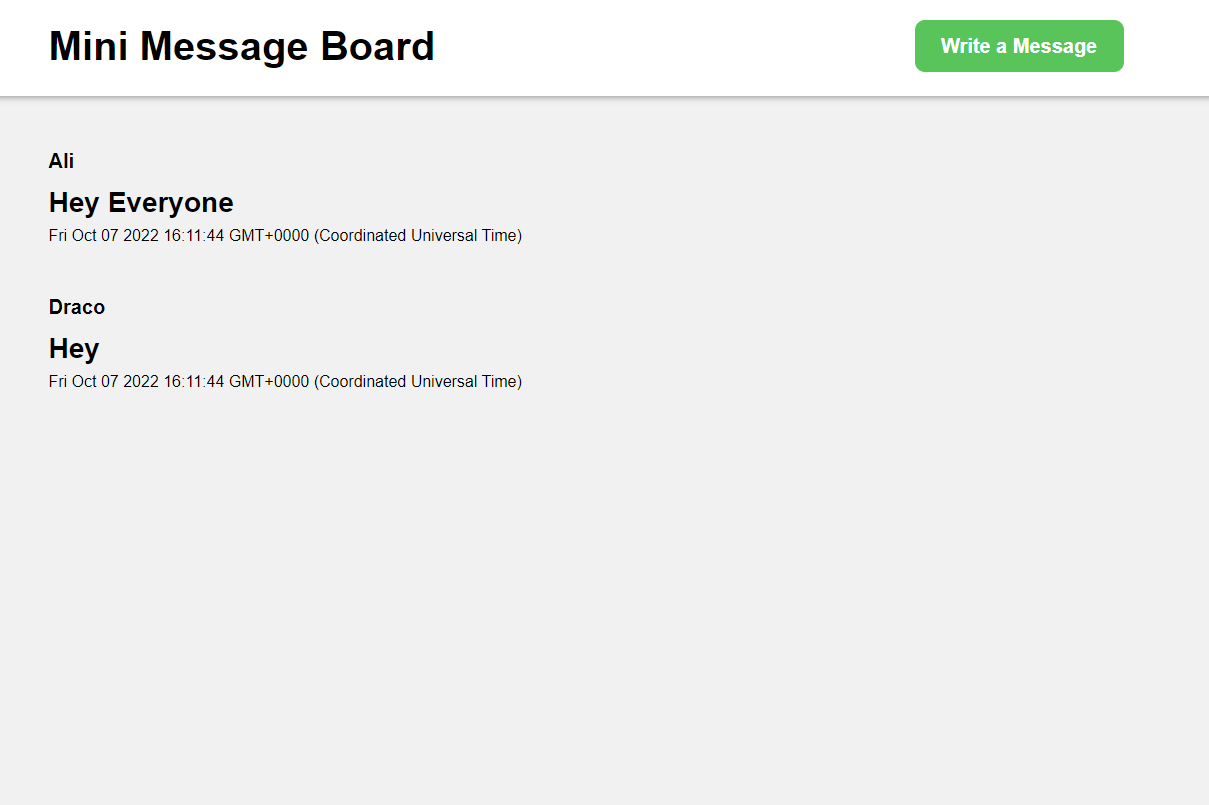 Github Alifahedmini Message Board A Simple Mini Message Board Built Using Express And Pug 