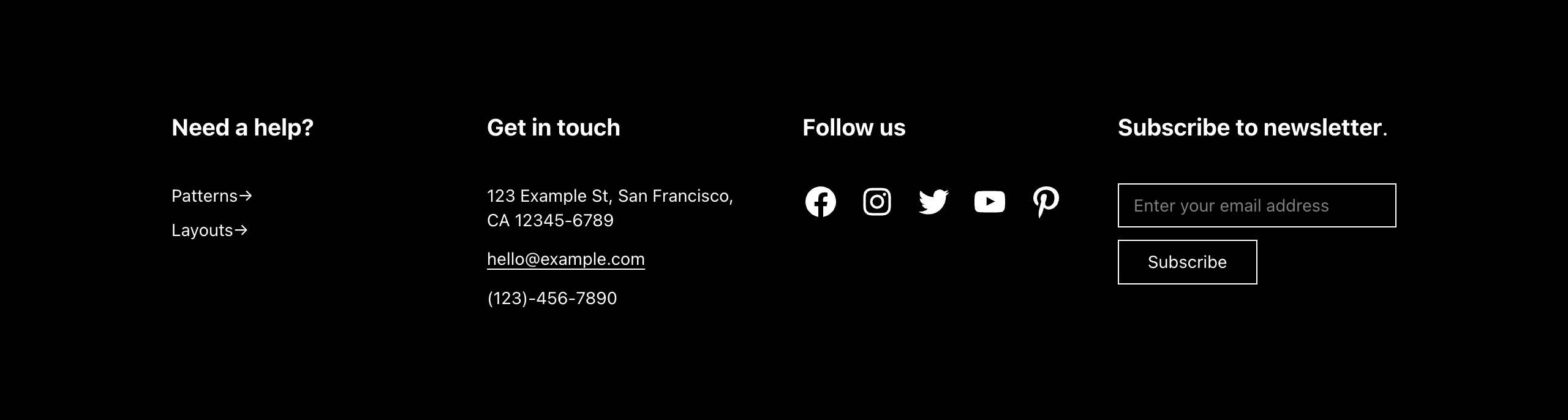 Footer with Navigation, Contact, Social Links, and Subscription Form · Issue #199 · Automattic ...