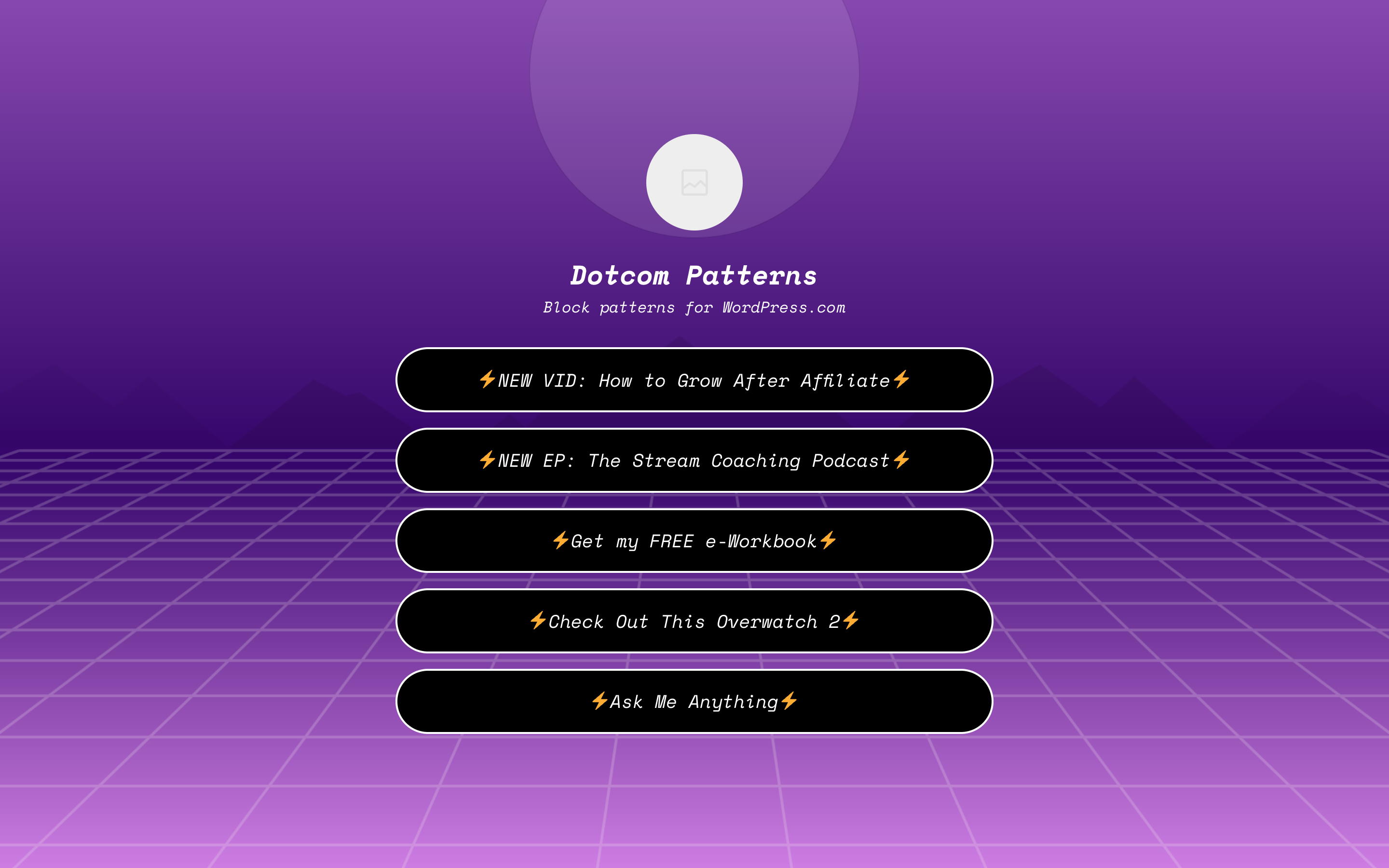Link in Bio with Synthwave Background · Issue #300 · Automattic/blockpatterns · GitHub
