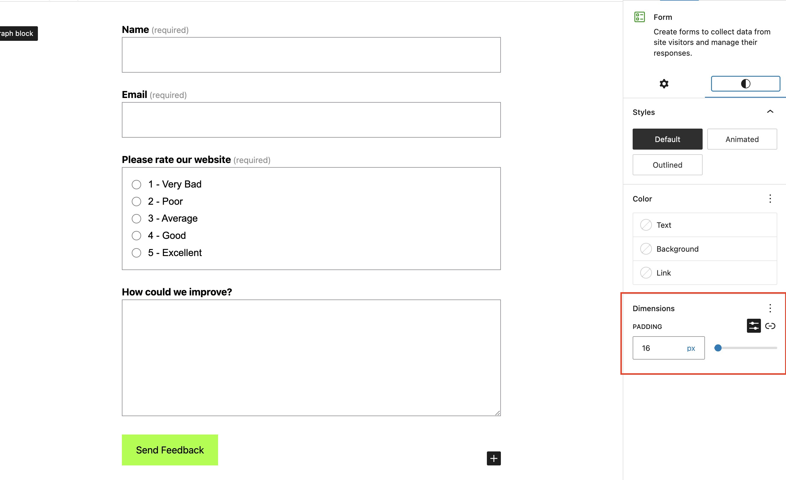 Form: Consider removing the default paddings 16px · Issue #29516 · Automattic/jetpack · GitHub
