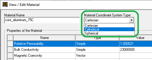 Add Support for Cylindrical and Polar Coordinates in AEDT Materials ...