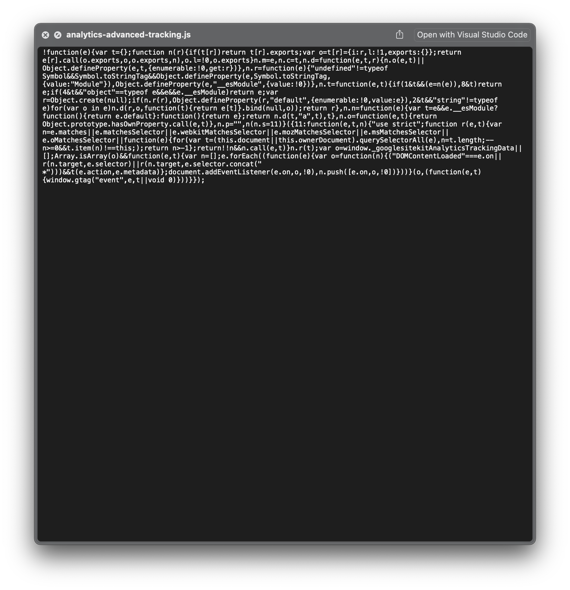 Optimize the size of the generated analytics-advanced-tracking.js file ...