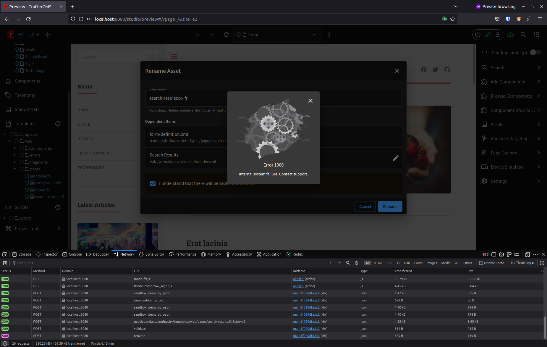 [studio] Renaming items throws HTTP 500 error along with SQL syntax error · Issue #6291 ...