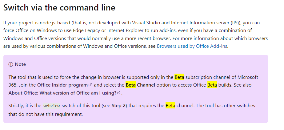 Should mention needing the Beta Channel version of Word for CLI · Issue #650 · OfficeDev/Office ...