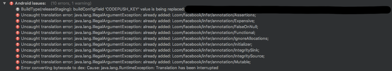 Duplicate Entry Comfacebookinferannotationassertionsclass · Issue 1565 · React Native