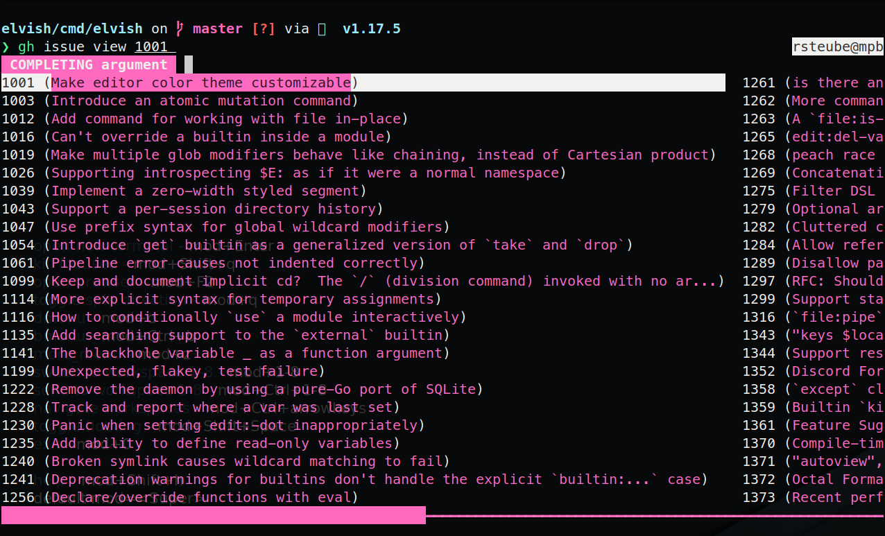 Allow styled display (again) in edit:complex-candidate · Issue #1011 · elves/elvish · GitHub