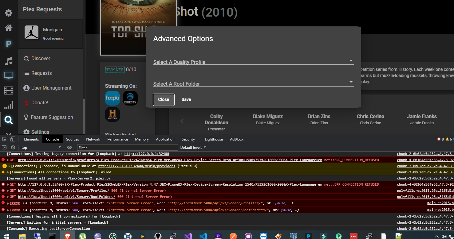 Sonarr|Radarr|Lidarr Configuration dropdowns not populating... · Issue #3990 · Ombi-app/Ombi ...