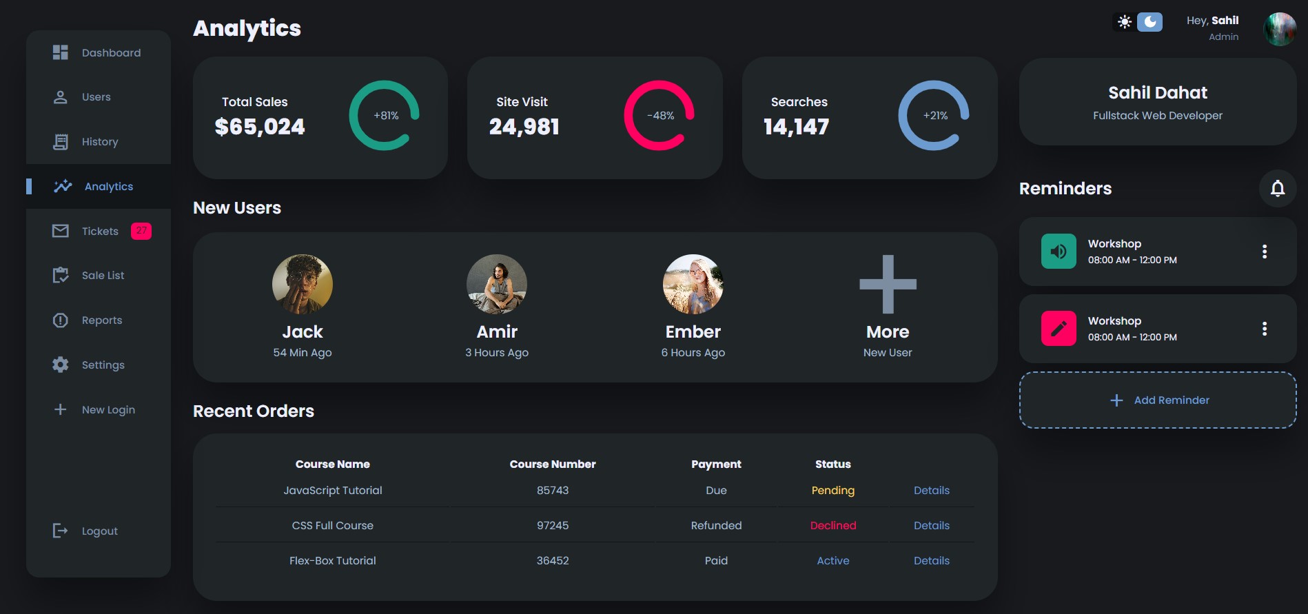 GitHub - SahilDahat/Responsive-Front-End-Design-with-Dark-Mode