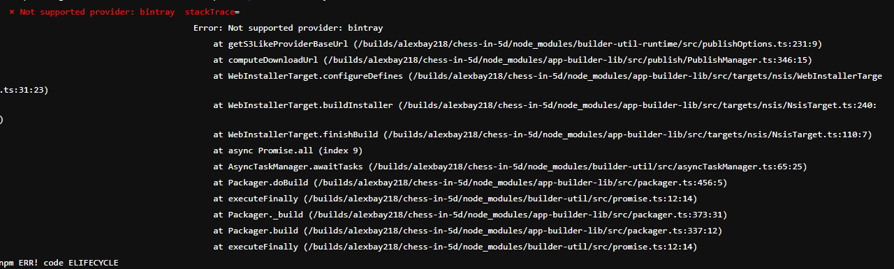 Publishing Nsis Web To Bintray Not Supported Provider Error · Issue