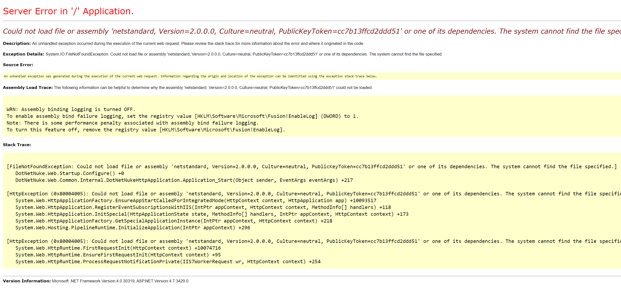 Upgrade To Dnn 94 Could Not Load File Or Assembly Netstandard Version2000 · Issue 2990