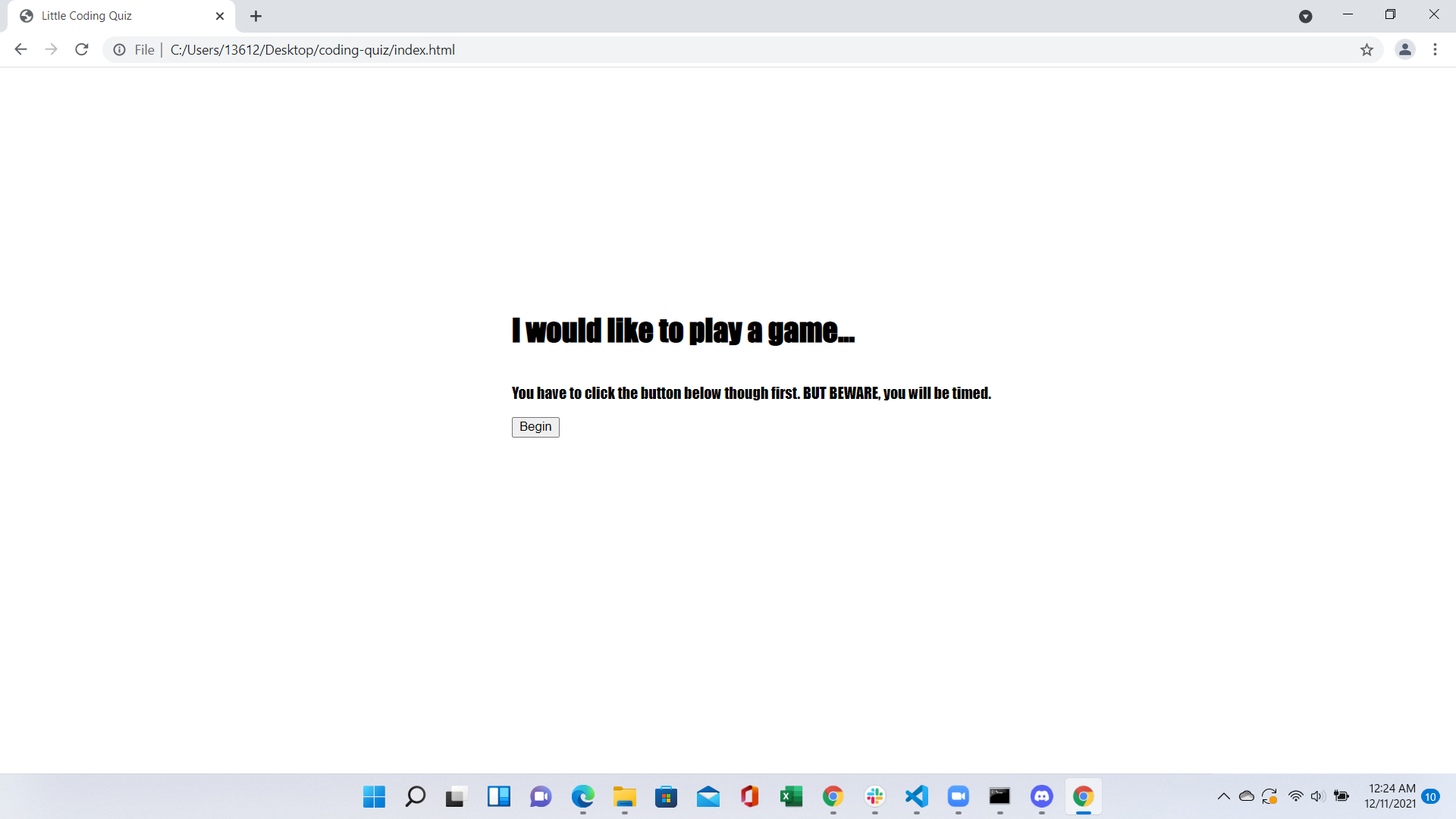 Github Jackarms Coding Quiz