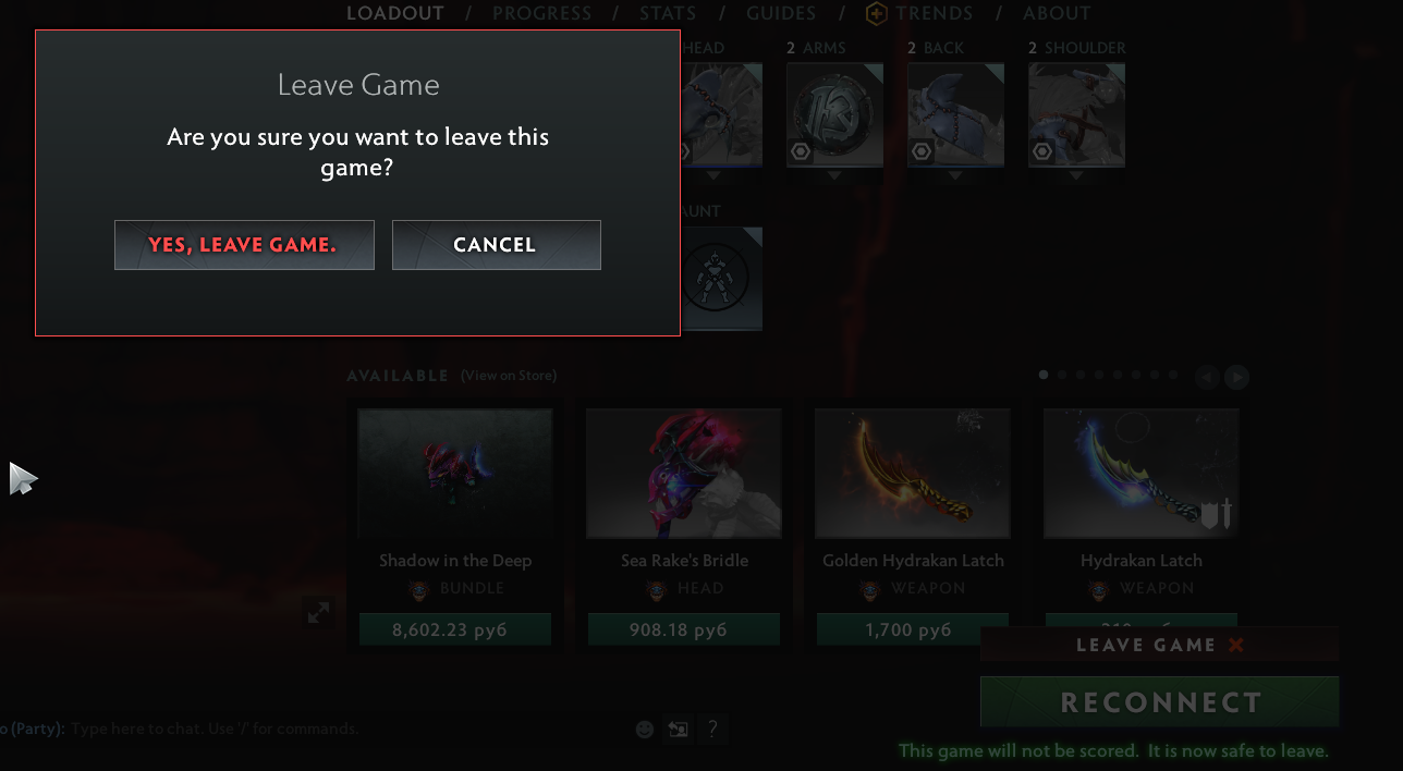 Safe to leave but cannot leave the game. · Issue #3910 · ValveSoftware/Dota2-Gameplay · GitHub