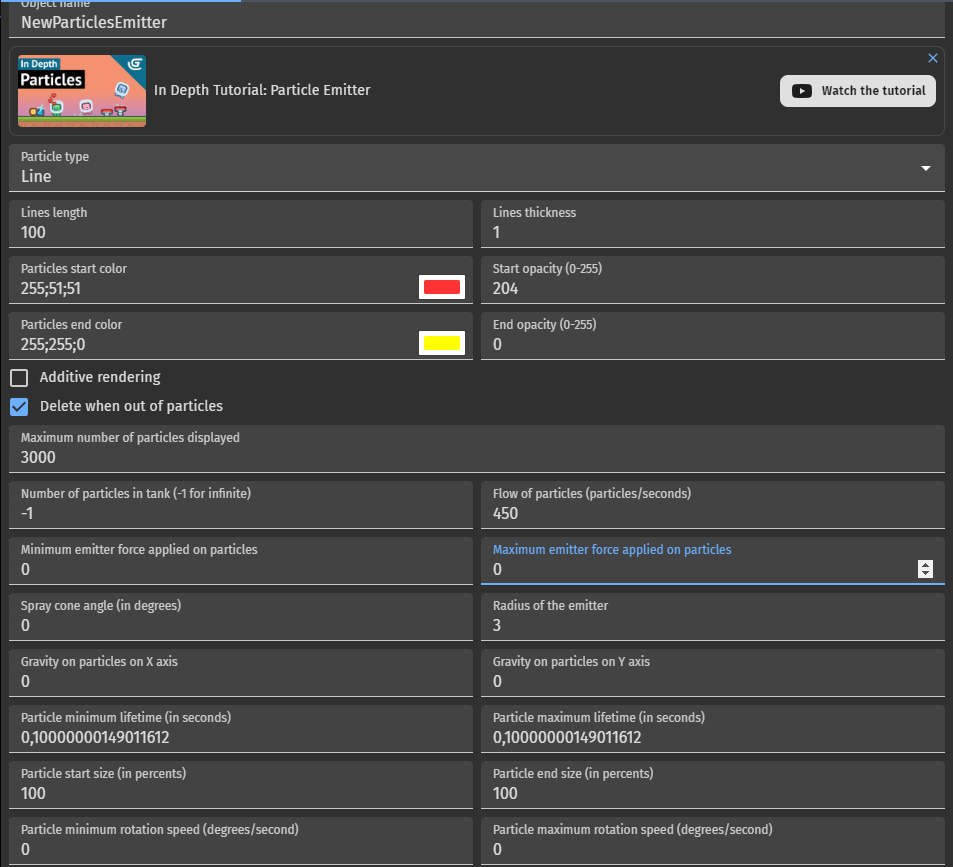 Particle emitter angle is is not updated correctly if particle maximum force is set to zero ...