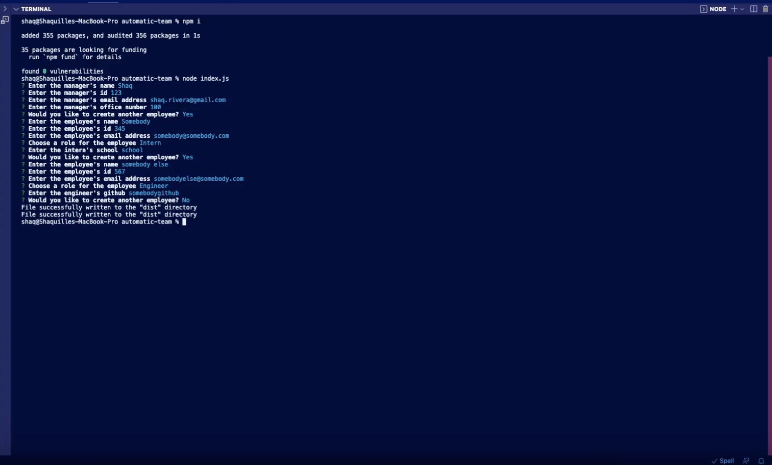GitHub - shaqrivera/automatic-team: This project uses Node.js and inquirer to create a dynamic ...