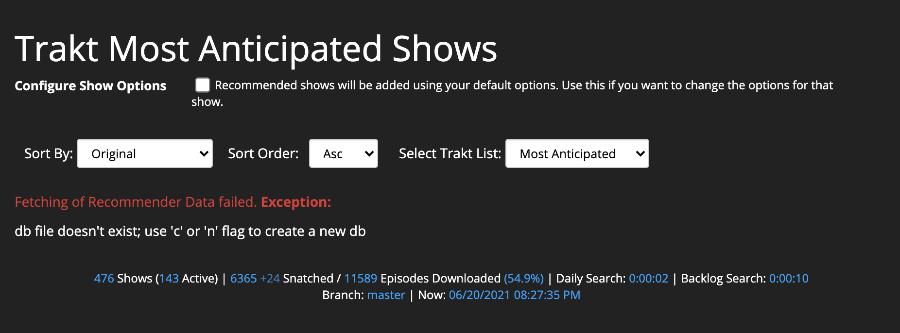 [APP SUBMITTED]: dbm.error: db file doesn't exist; use 'c' or 'n' flag to create a new db ...