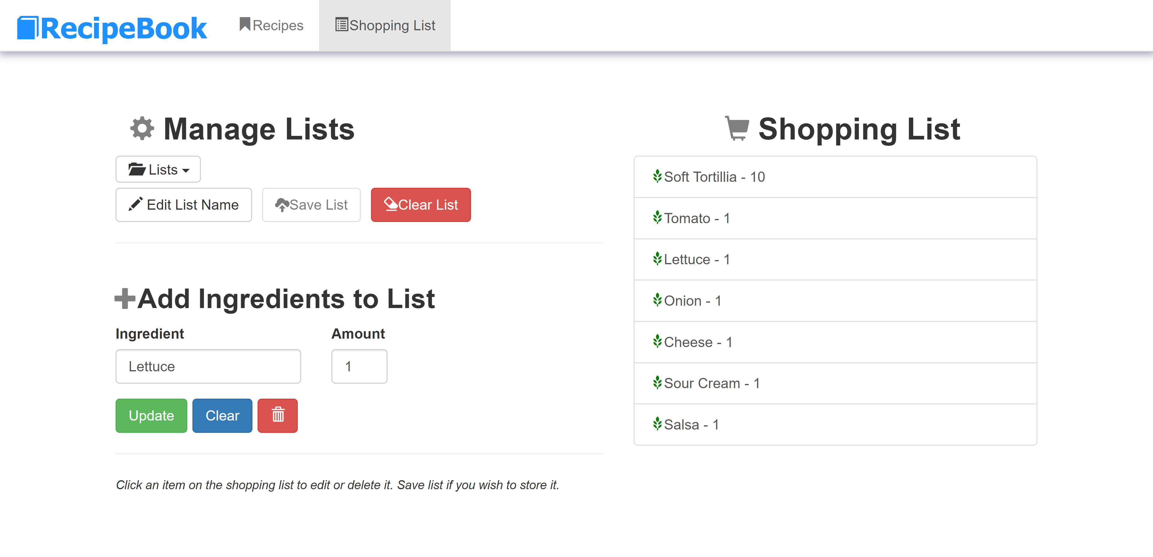 GitHub - katsup07/recipe-book: Add and update recipes to a recipe book. Create a shopping list ...