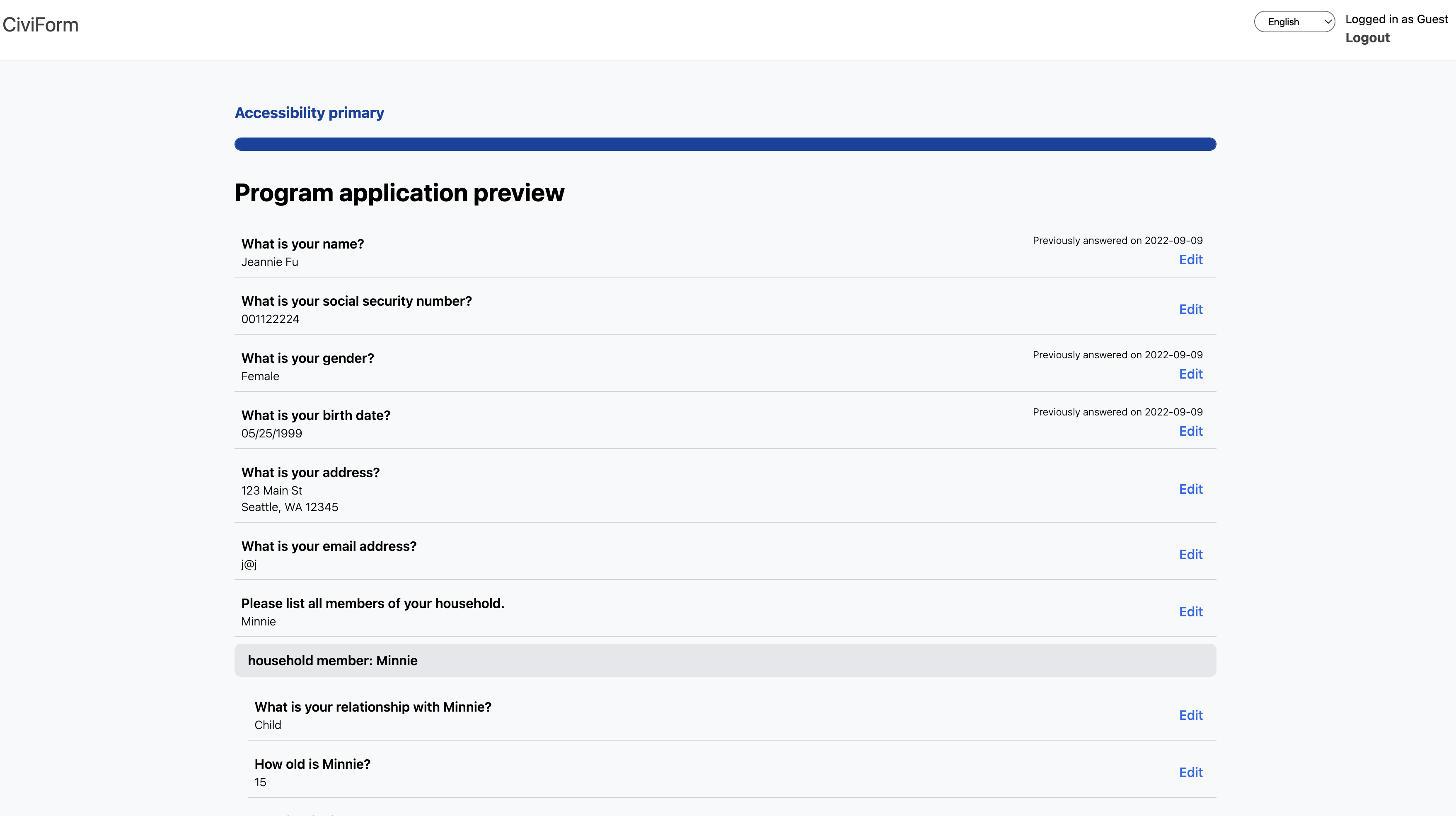 "Previously answered on YYYY-MM-DD" text on application summary page has wrong date · Issue ...