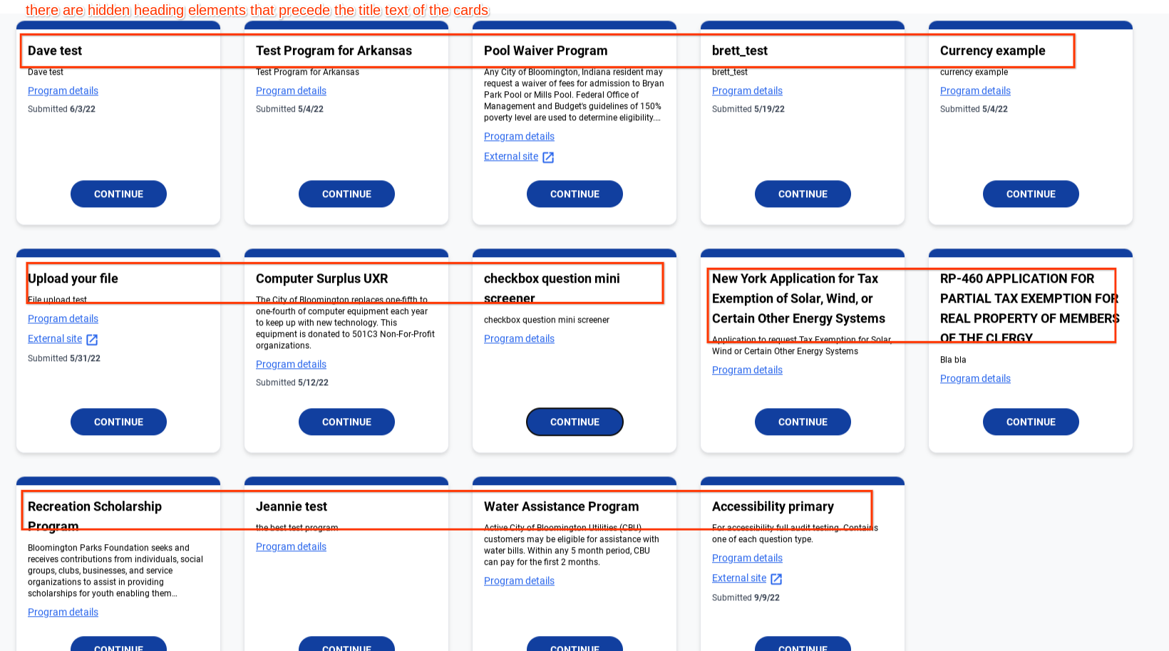(WCAG 2.1) Remove duplicate info sr-only h4 headings on the program cards in the overview page ...