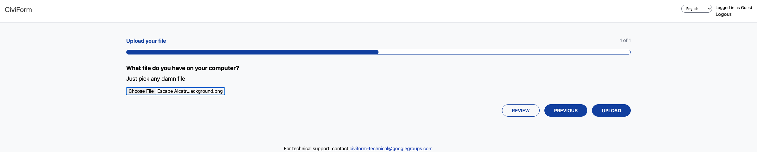 Read out uploaded file name for screenreaders · Issue #3590 · civiform/civiform · GitHub