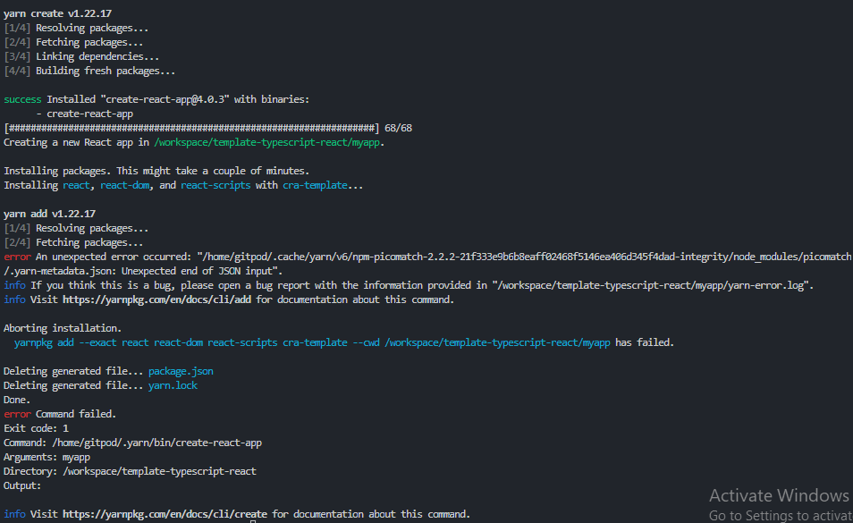 WHATS HAPPENING WITH YARN IT DOSNT WORK NOW . · Issue #6256 · gitpod-io ...