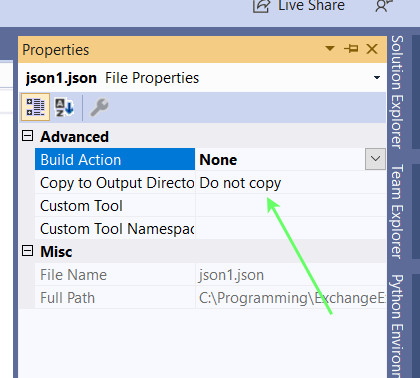 appsettings.json must be set to copy · Issue #2347 · MicrosoftDocs/feedback · GitHub